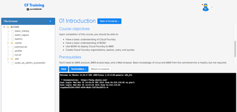 Altoros Releases a Self-Service Cloud Foundry Training Platform | Cloud Foundry